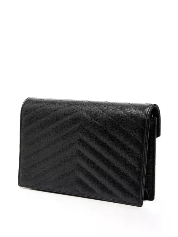 Saint Laurent Cassandre Envelope Chain Wallet Crossbody Bag - Black