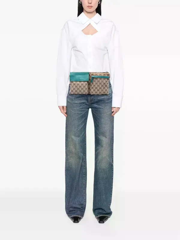 Gucci Gg Canvas Web Double Pocket Belt Bag - Neutrals