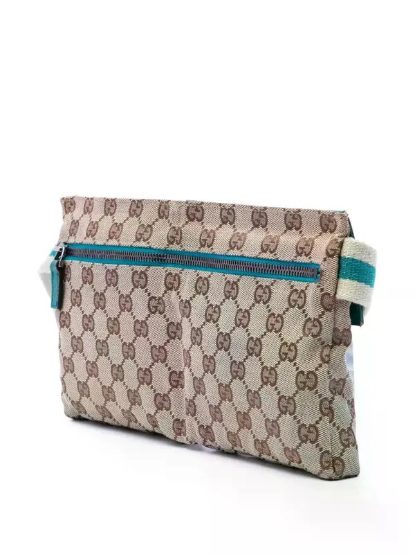 Gucci Gg Canvas Web Double Pocket Belt Bag - Neutrals