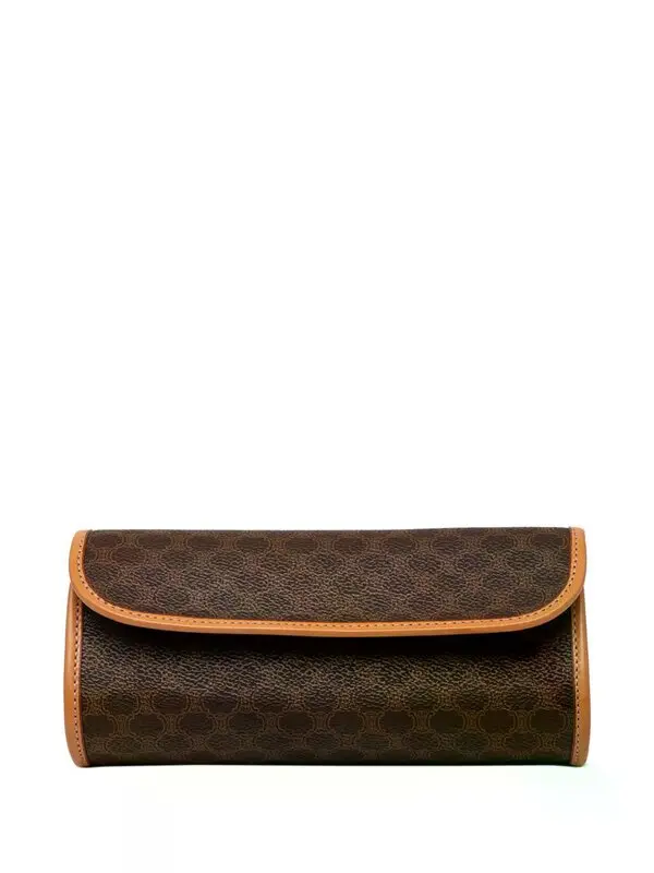 Celine 20th Century Macadam Coated Canvas Clutch Bag - Brown