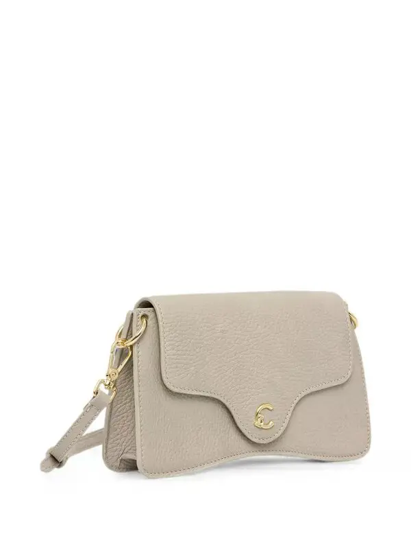 COCCINELLE Mini C-me Logo-plaque Pebbled-leather Shoulder Bag - Neutrals