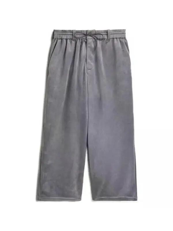 Y3 Velvet-effect Drawstring Trousers - Grey