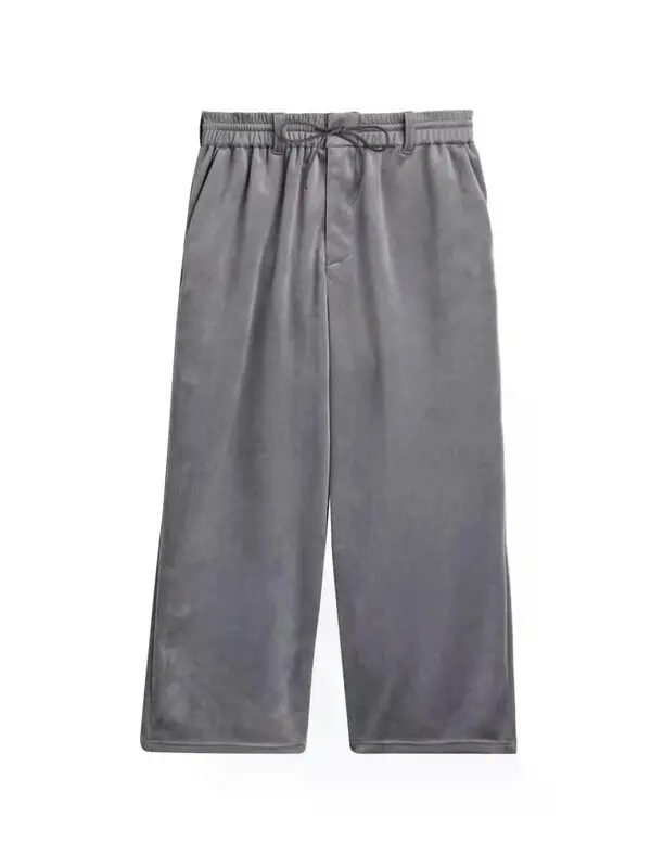 Y3 Velvet-effect Drawstring Trousers - Grey