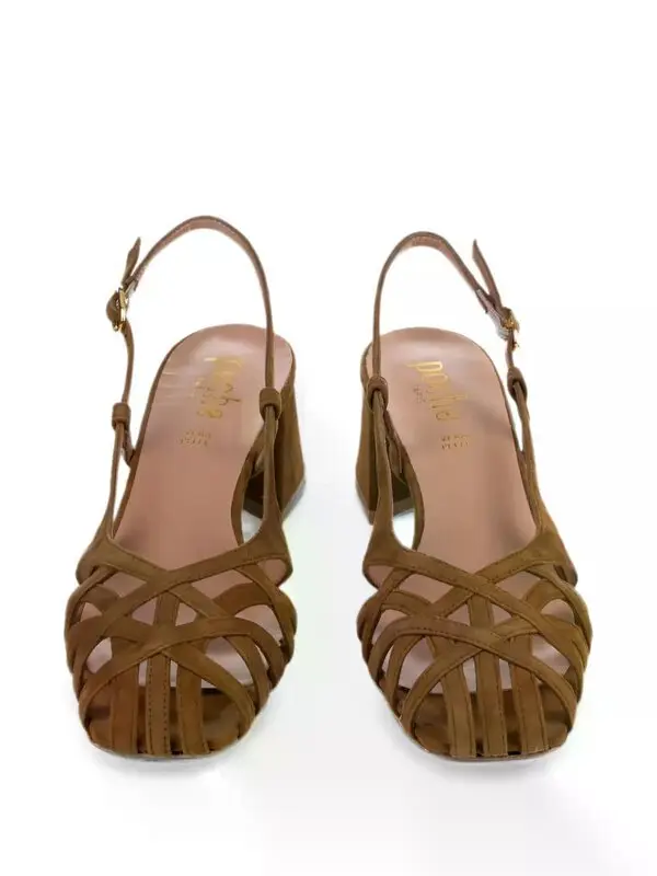 POCHE PARIS Lattice-detail Slingback Sandals