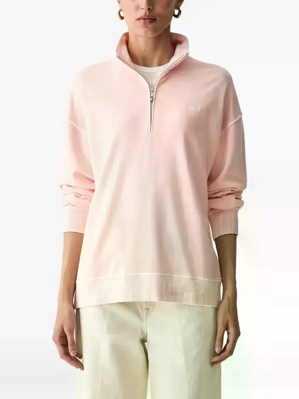Gant Half-zip Logo-embroidered Sweater - Pink