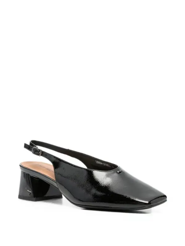 LINDA BAUMANN Patent-finish Slingback Pumps - Black