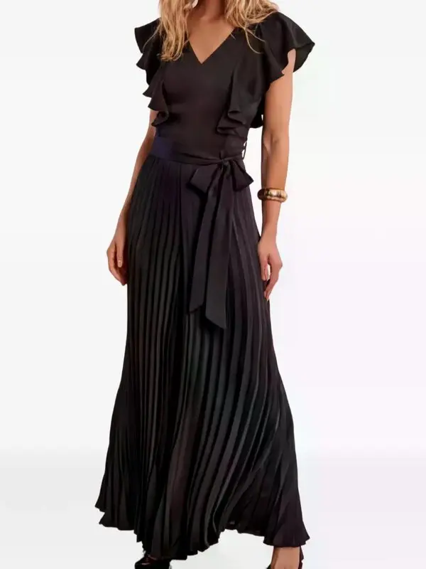 MOLLY BRACKEN Ruffled-detail Maxi Dress - Black