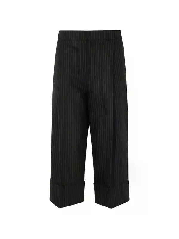 Elisabetta Franchi Pinstripe-pattern Cuffed Trousers - Black