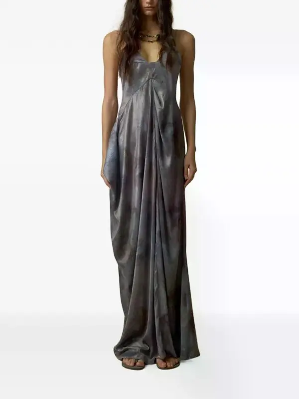 ELYWOOD Ombré Draped Asymmetrical Maxi Dress