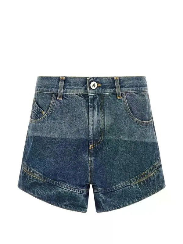 Attico Cut-out Curved-hem Shorts - Blue