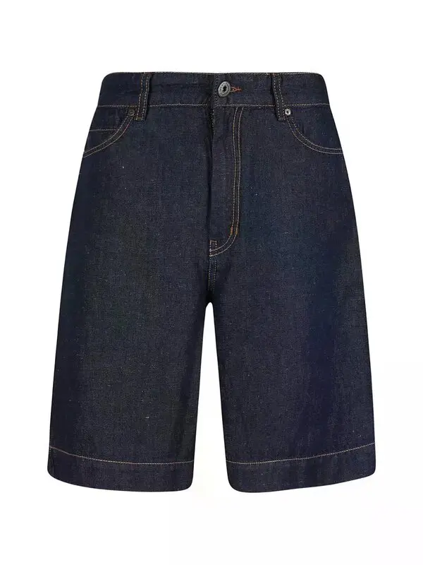 Max Mara Contrast-stitch Logo-patch Shorts - Blue