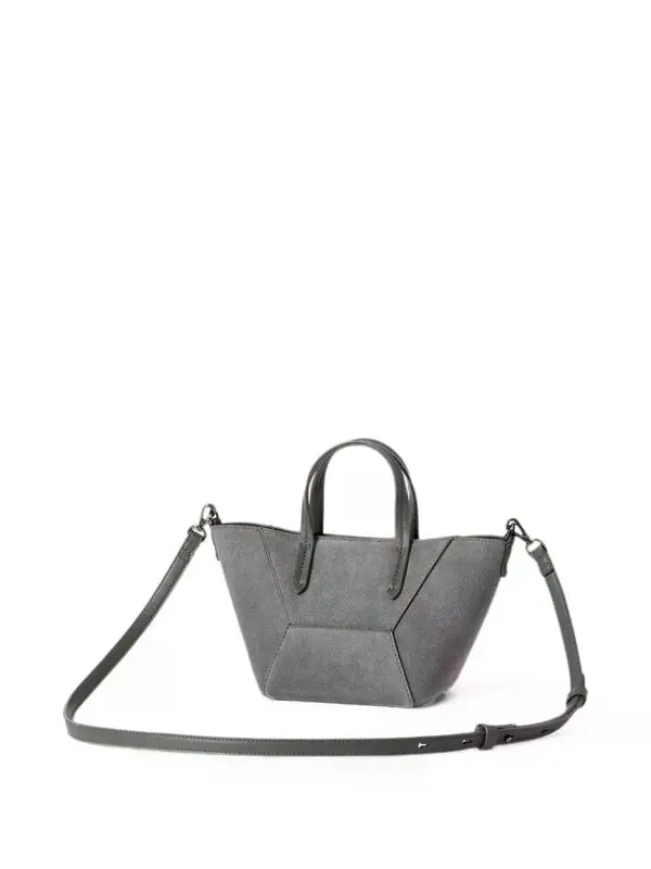 Brunello Cucinelli Bc Duo Mini Bag In Suede With Monili - Grey
