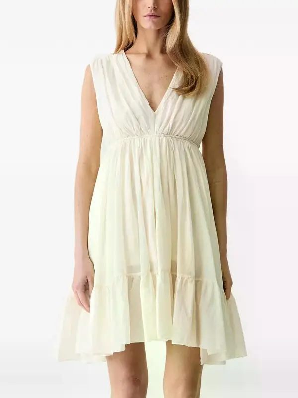 VICOLO Braided-detail Tiered Mini Dress - Neutrals