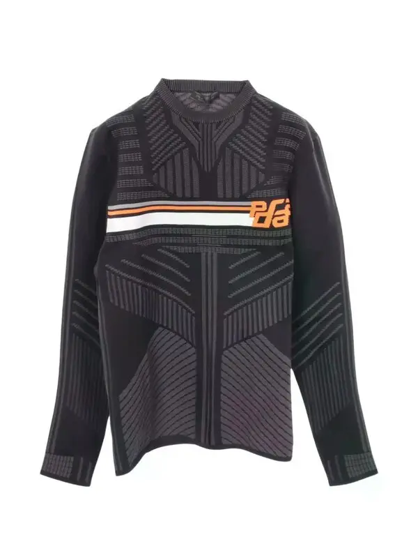 Prada Geometric Pattern Technical Knit Sweater