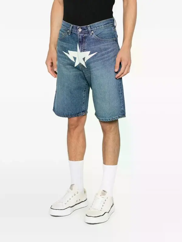 A BATHING APE Star-print Denim Shorts