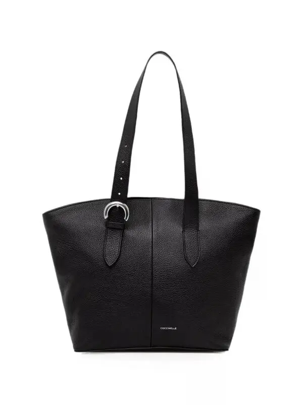 COCCINELLE Buckle-detail Pebbled-leather Tote Bag - Black