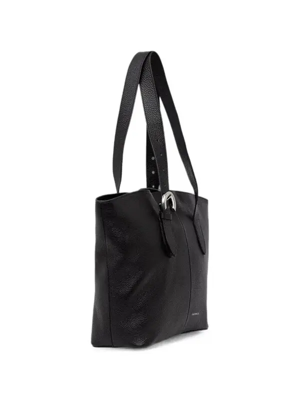 COCCINELLE Buckle-detail Pebbled-leather Tote Bag - Black
