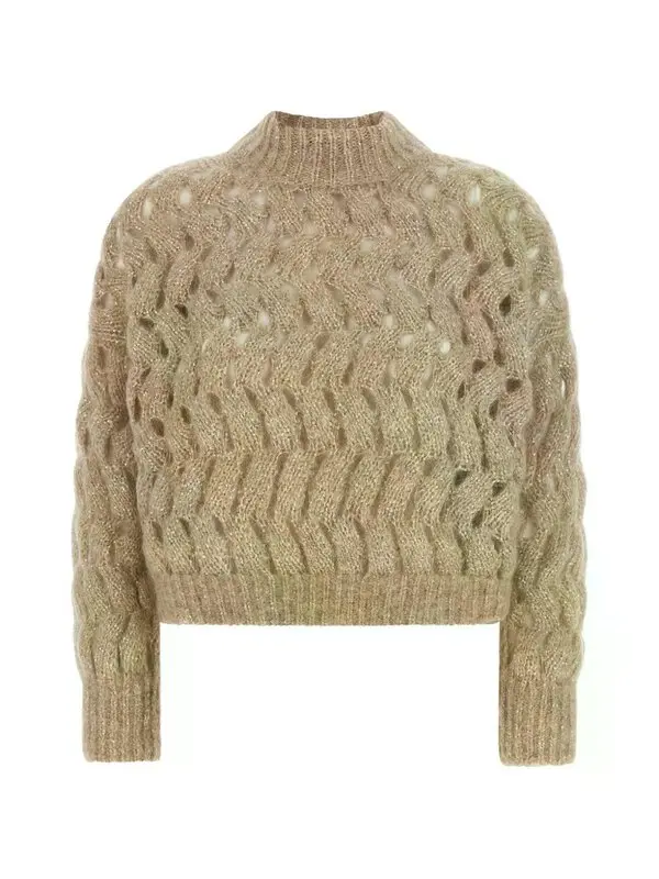 Brunello Cucinelli Dazzling Waves Openwork Sweater - Neutrals