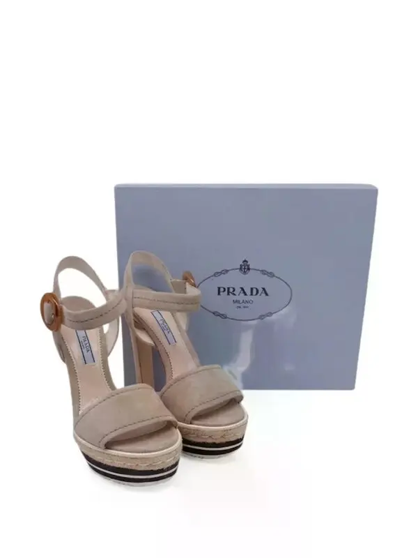 Prada Buckled Ankle Strap Platform Sandals