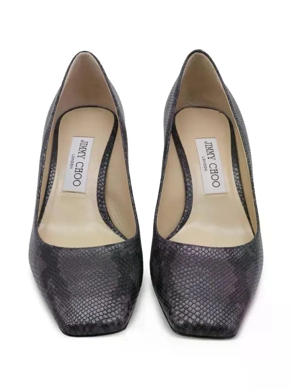 JIMMY CHOO Dianne Snake-embossed Block Heel Pumps