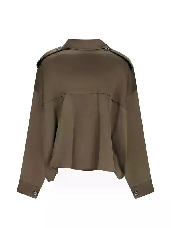 Khaite Bodine Epaulette Satin Shirt - Brown