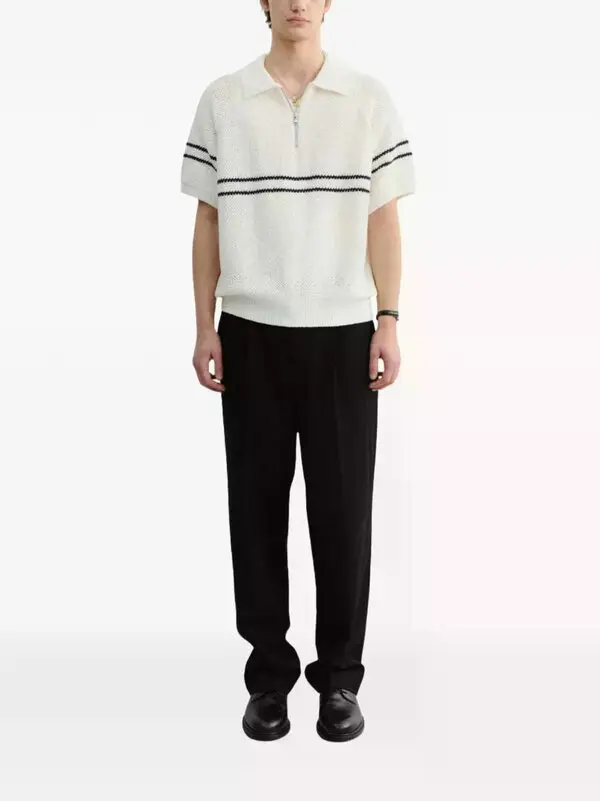 DUNST Striped Half-zip Polo Shirt