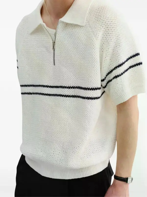 DUNST Striped Half-zip Polo Shirt