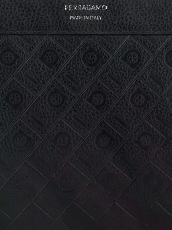 FERRAGAMO Gancini-embossed Leather Clutch Bag