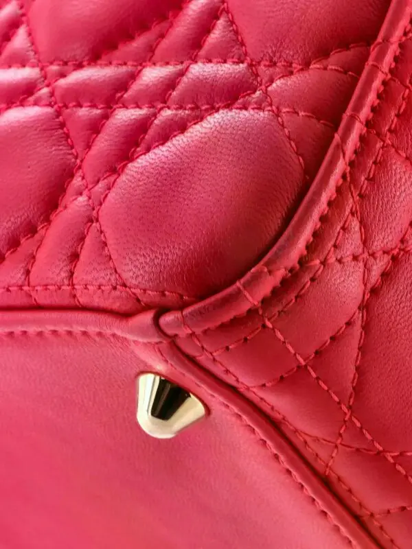 Dior Lady Bag Cannage Quilt Lambskin Large Tote Bag - Pink