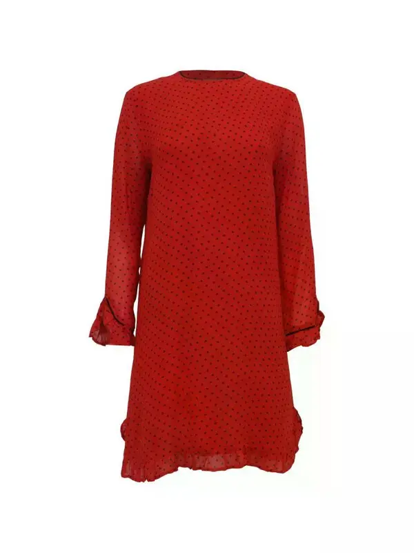 GANNI Polka Dot-print Ruffled Dress - Red