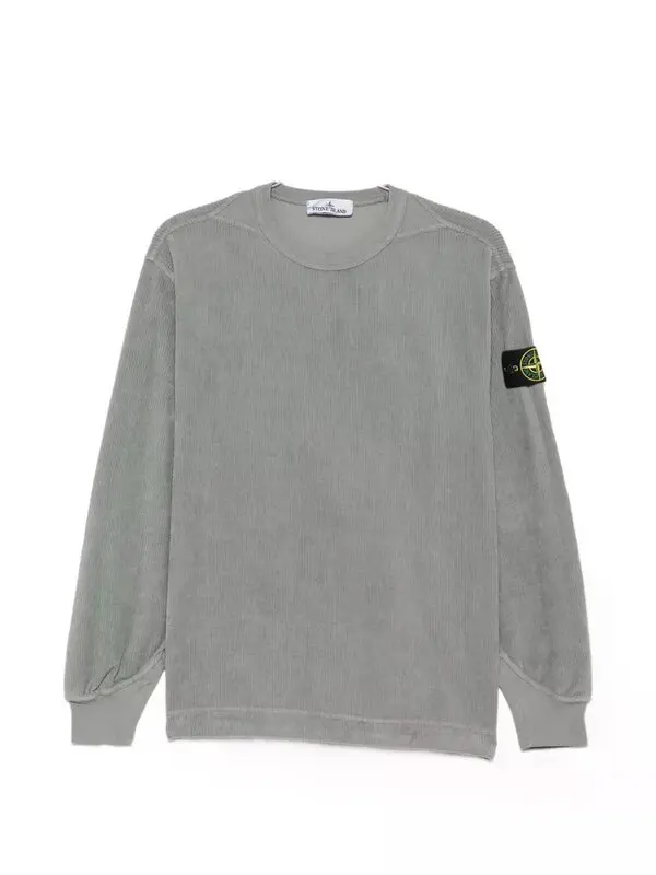 Stone Island Logo-patch Corduroy Sweatshirt - Grey