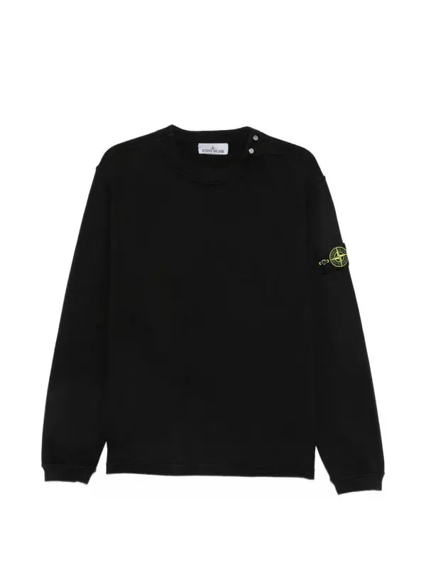 Stone Island Logo-patch Shoulder-button Sweatshirt - Black