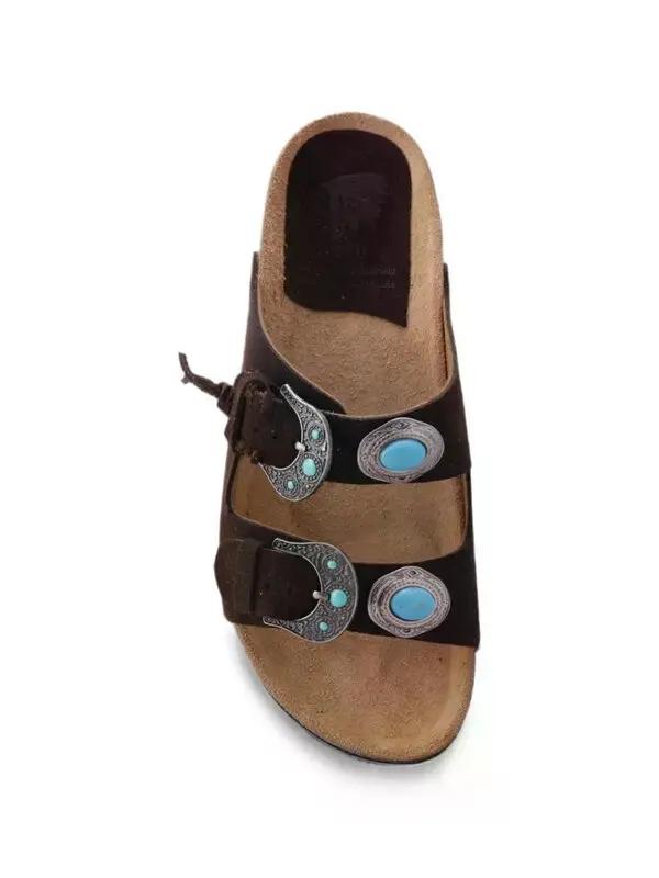 TAJI Buckle-stone Suede Sandals