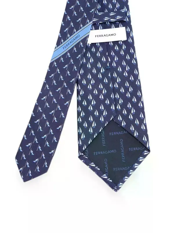 FERRAGAMO Sailboat-print Tie
