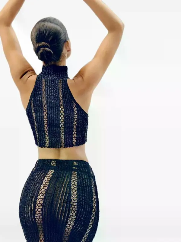 GOD SAVE QUEENS Pandora Sheer-knit Midi Skirt