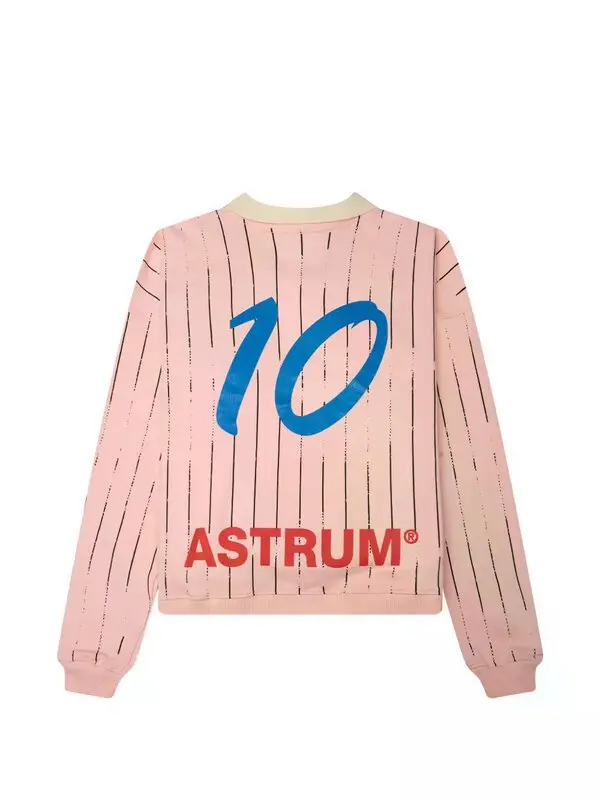 Astrum Imagination Football Pinstriped Polo Sweatshirt - Pink