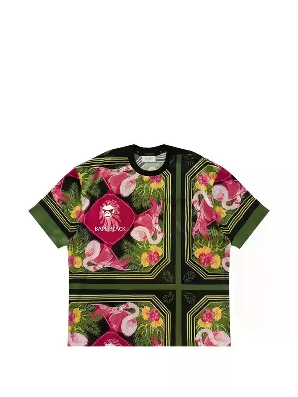 A BATHING APE Flamingo-print T-shirt - Black