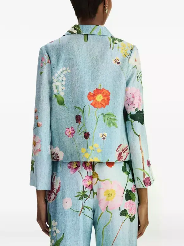 Oscar De La Renta Botanical Print Silk Blouse