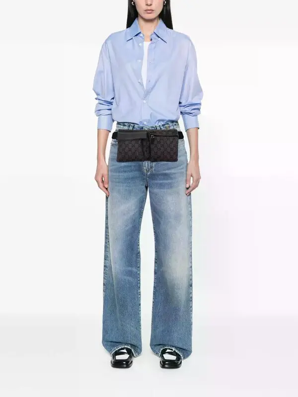 Gucci Gg Denim Double Pocket Belt Bag - Grey
