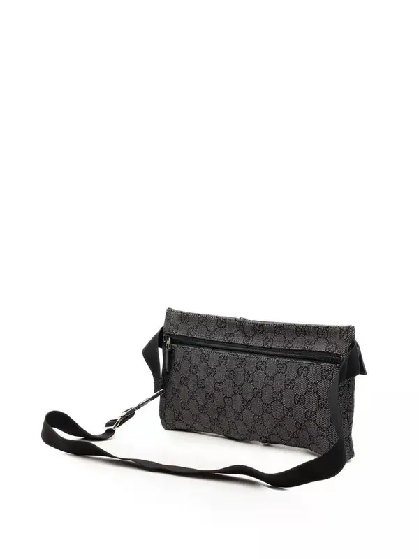 Gucci Gg Denim Double Pocket Belt Bag - Grey