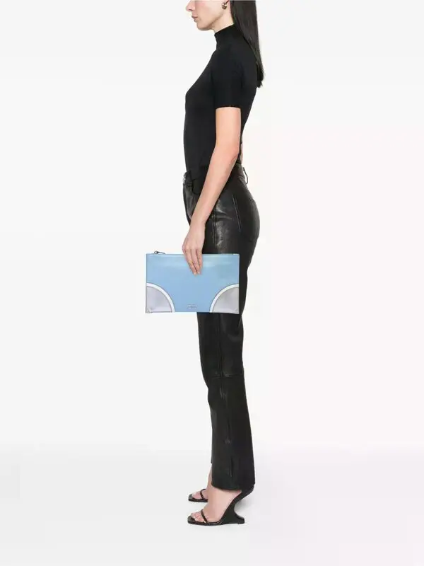 Prada 2010-2026 Tricolor Saffiano Clutch Bag - Blue
