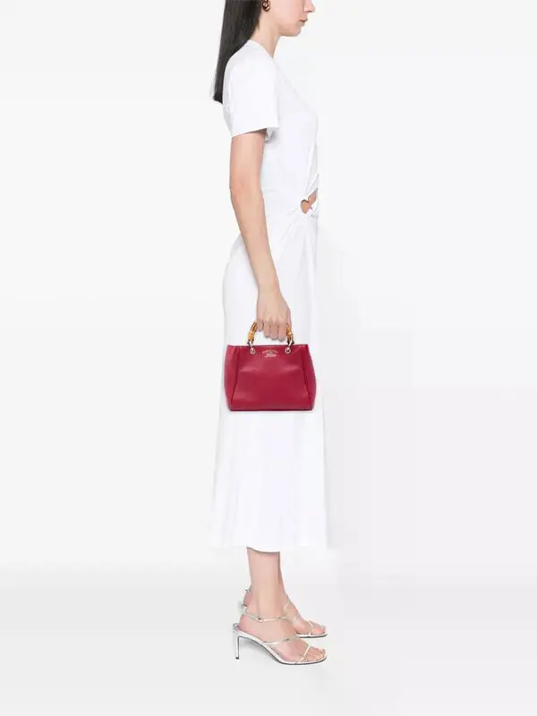 Gucci 2016-2026 Mini Calfskin Bamboo Shopper Satchel - Red