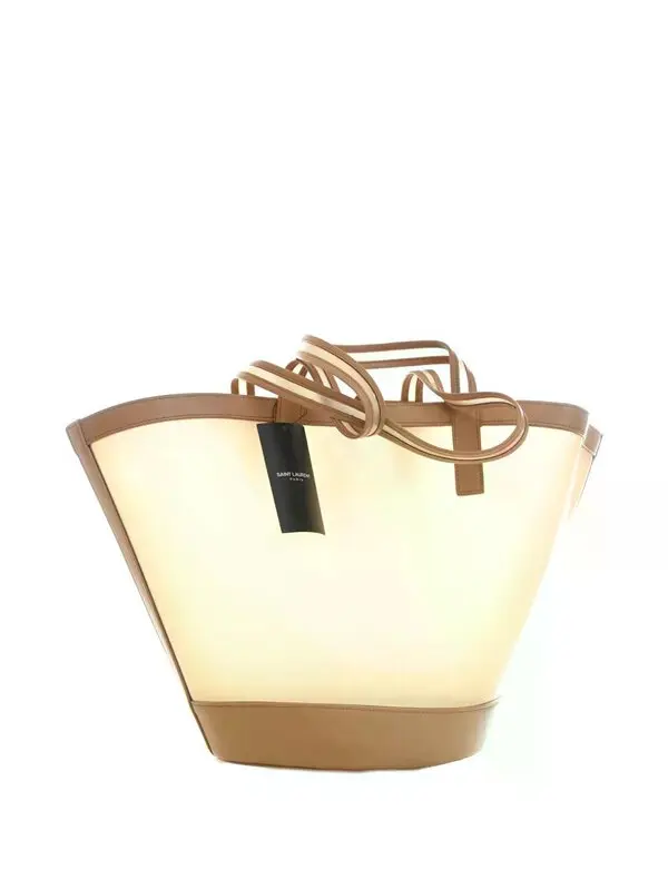 Saint Laurent 2024 Medium Pvc And Calfskin Tote Bag - Neutrals