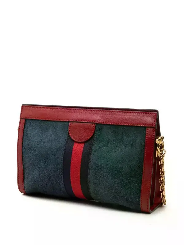 Gucci Ophidia Web Suede Chain Crossbody Bag - Blue