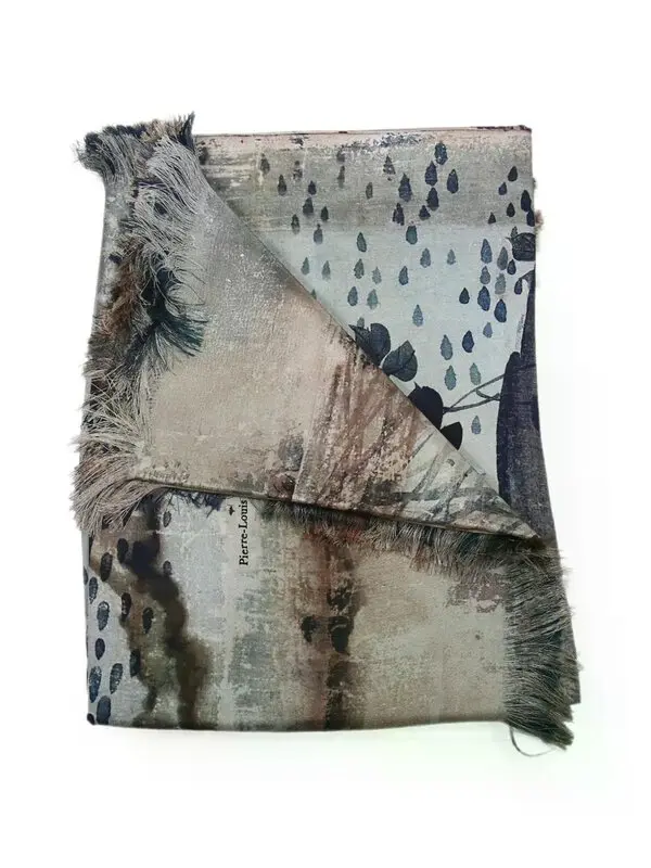 PIERRE-LOUIS MASCIA Abstract-print Frayed Scarf