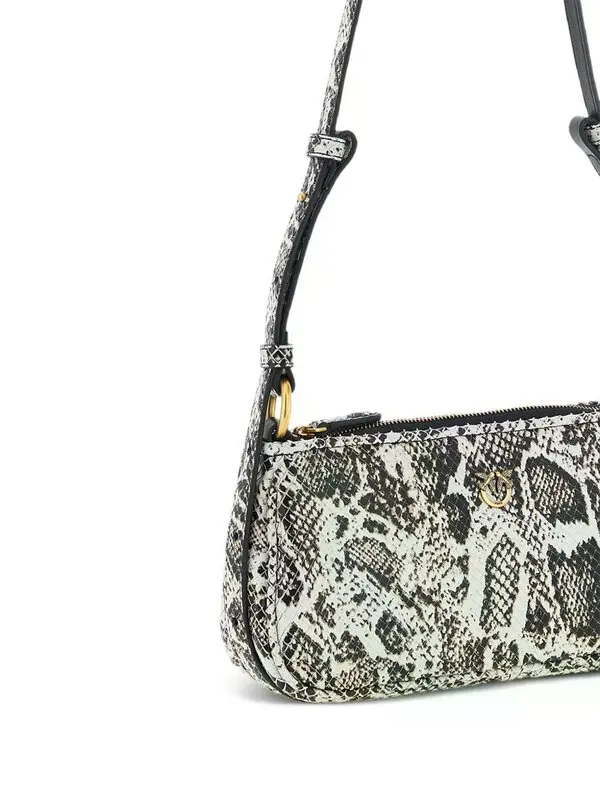 Pinko Love Birds Snake-effect Crossbody Bag - Grey