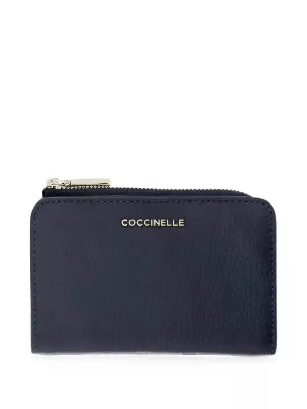 COCCINELLE Small Metallic Logo-print Leather Wallet - Blue