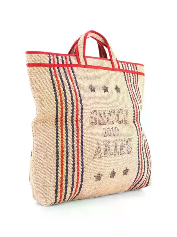 Gucci Three Little Pigs Open Raffia Tote Bag