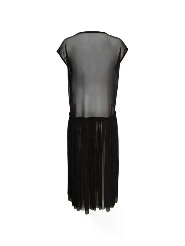 Yohji Yamamoto Gathered Mesh Midi Dress