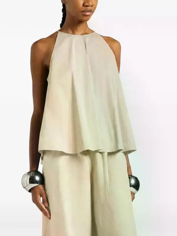 Liviana Conti Hope Halterneck Pleated Top - Neutrals